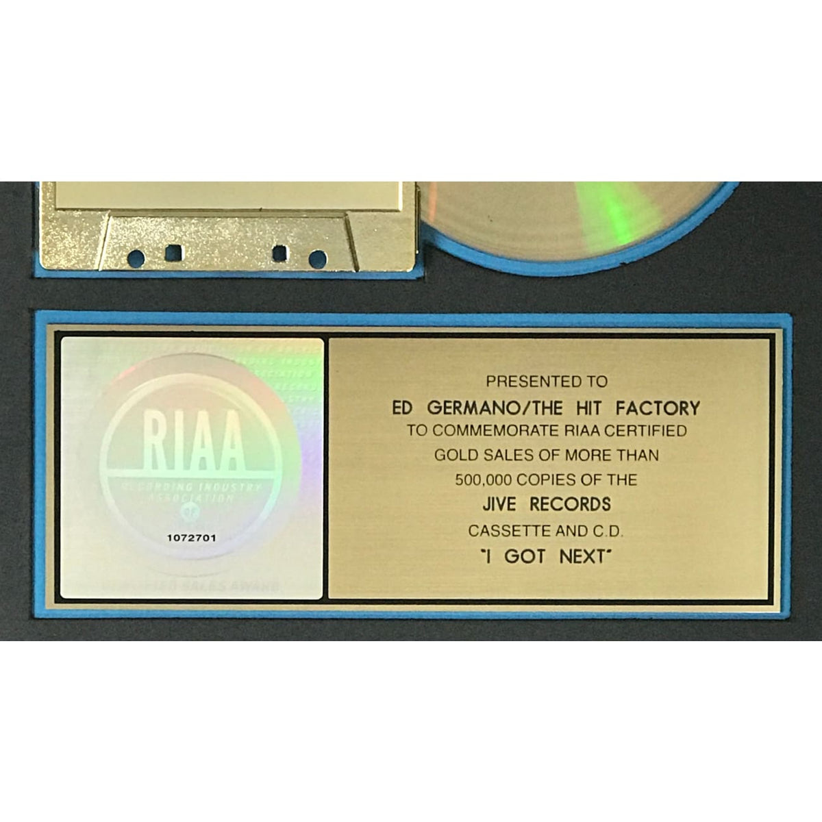 musicgoldmine.com - KRS-One I Got Next RIAA Gold Album Award – MusicGoldmine.com