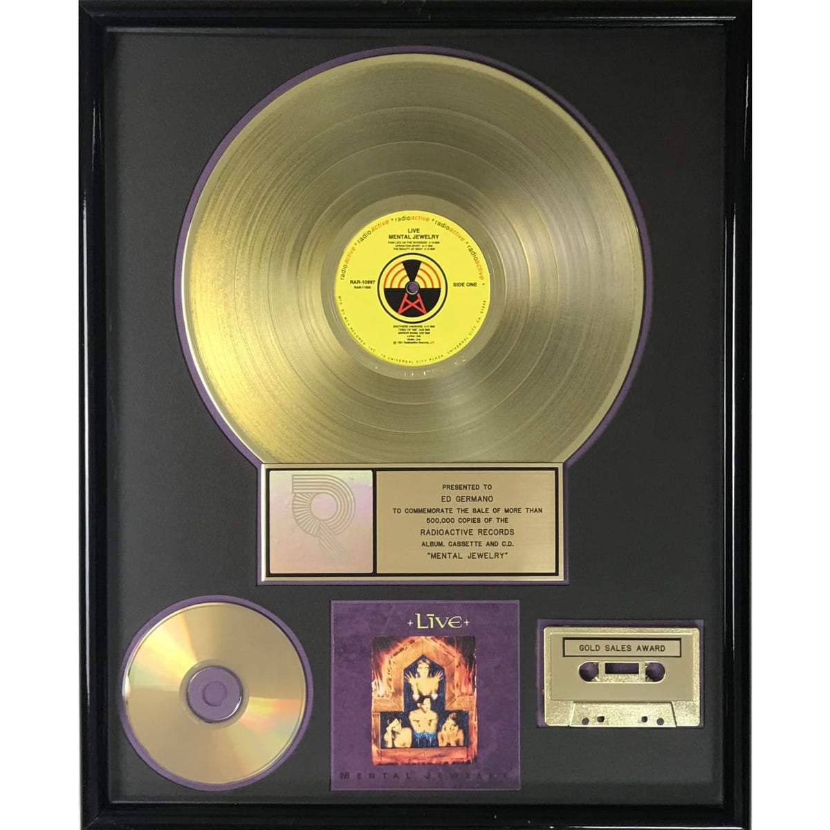 musicgoldmine.com - Live Mental Jewelry RIAA Gold Album Award – MusicGoldmine.com