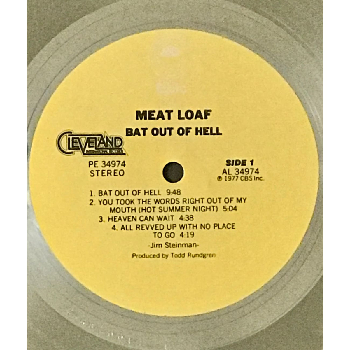 musicgoldmine.com - Meat Loaf Bat Out Of Hell 1970s Label Album Award – MusicGoldmine.com