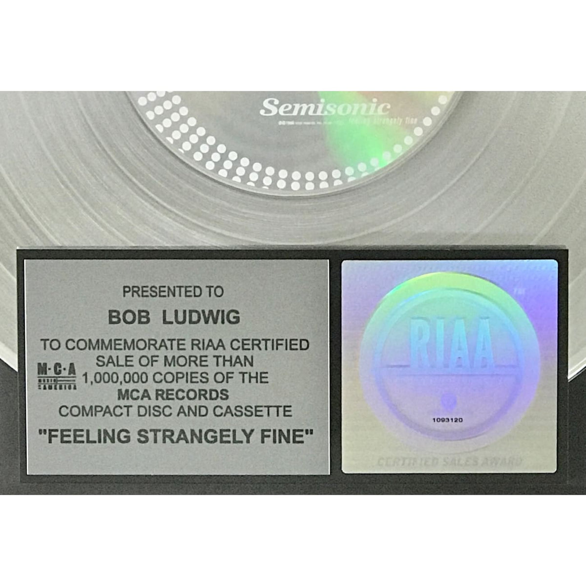 musicgoldmine.com - Semisonic Feeling Strangely Fine RIAA Platinum Album Award – MusicGoldmine.com