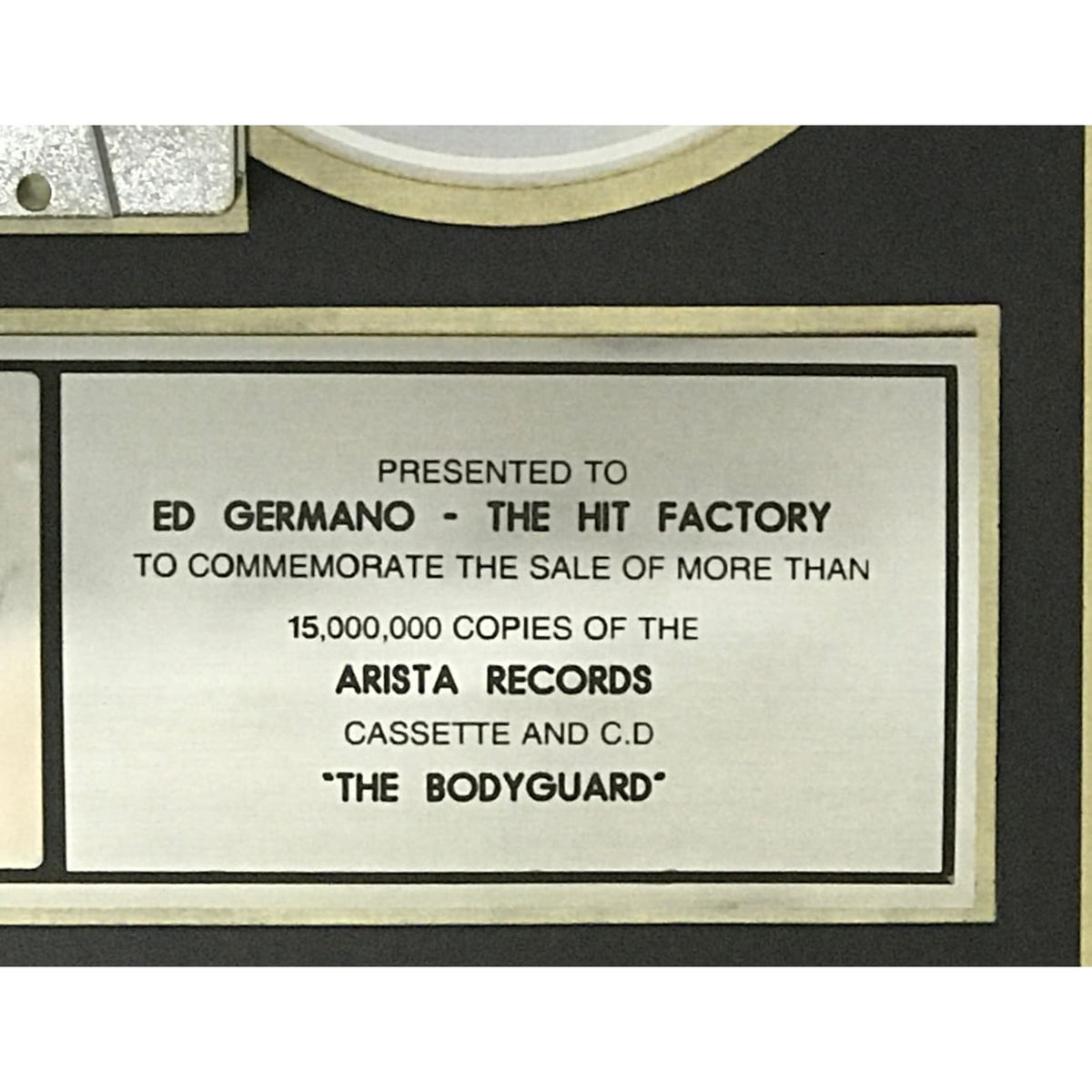 musicgoldmine.com - Whitney Houston The Bodyguard Soundtrack RIAA 15x Multi-Platinum Album Award ...