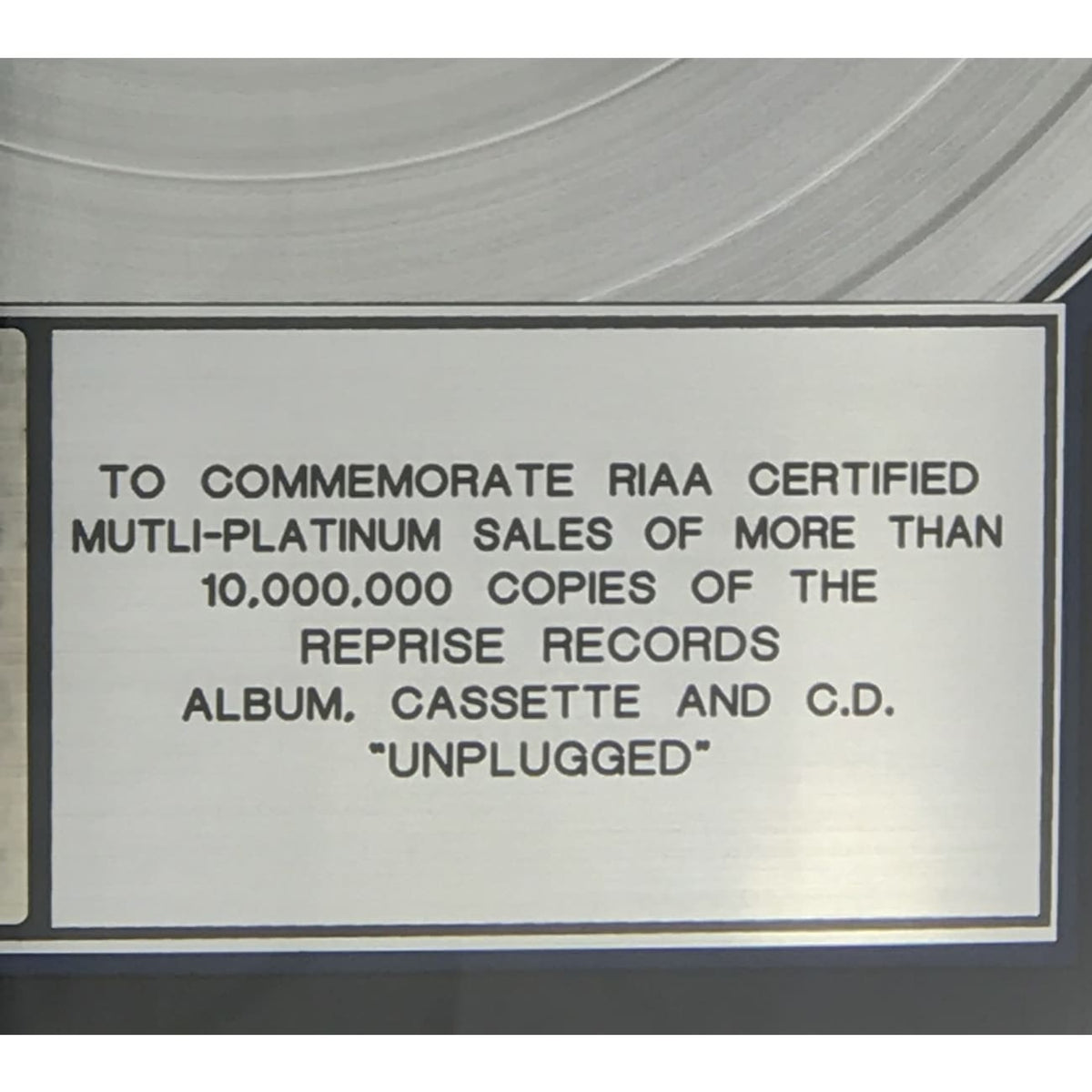 Eric Clapton Unplugged RIAA 10x Platinum Award - RARE – MusicGoldmine.com