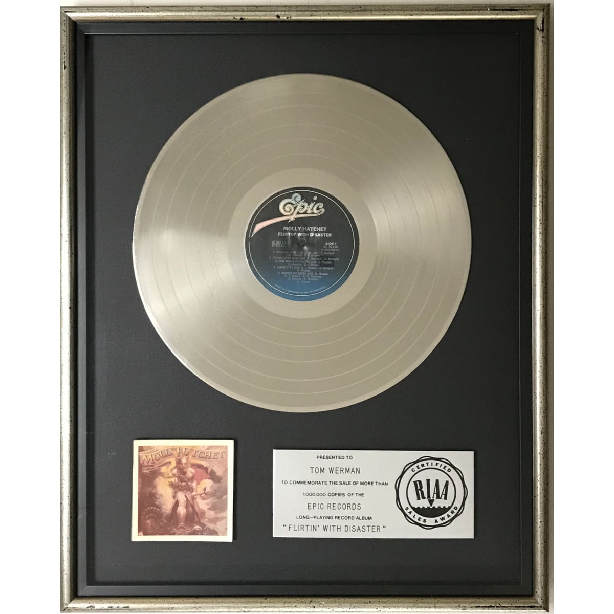 musicgoldmine.com - Molly Hatchet Flirtin’ With Disaster RIAA Platinum LP Award – MusicGoldmine.com