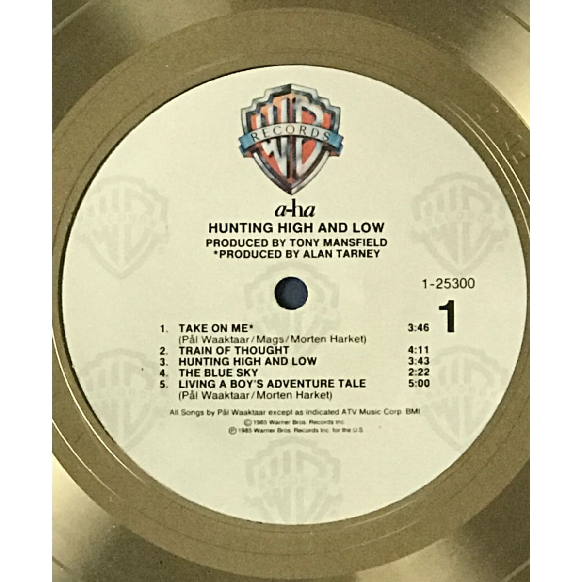 musicgoldmine.com - a-ha Hunting High And Low RIAA Gold Album Award ...