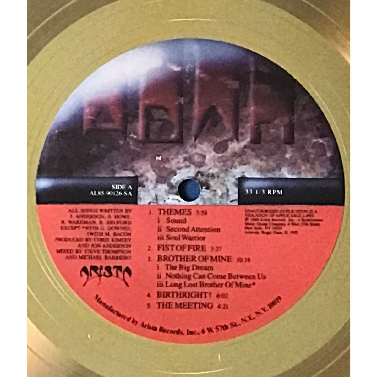 musicgoldmine.com - Anderson Bruford Wakeman Howe RIAA Gold Album Award – MusicGoldmine.com