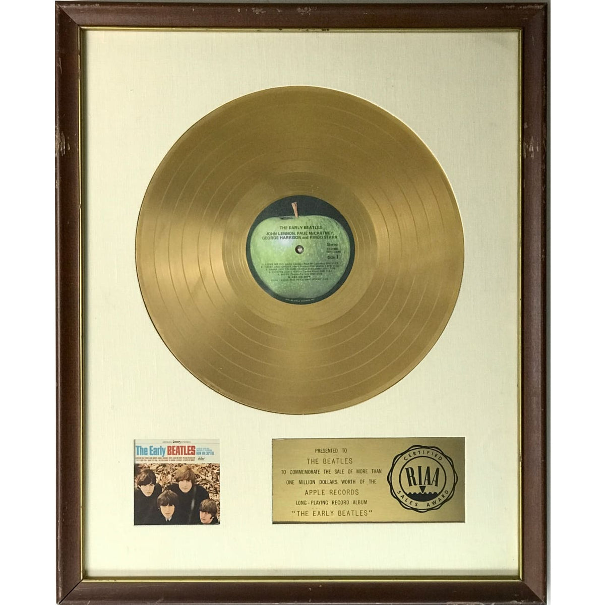 musicgoldmine.com - Beatles The Early Beatles RIAA Gold Album Award ...