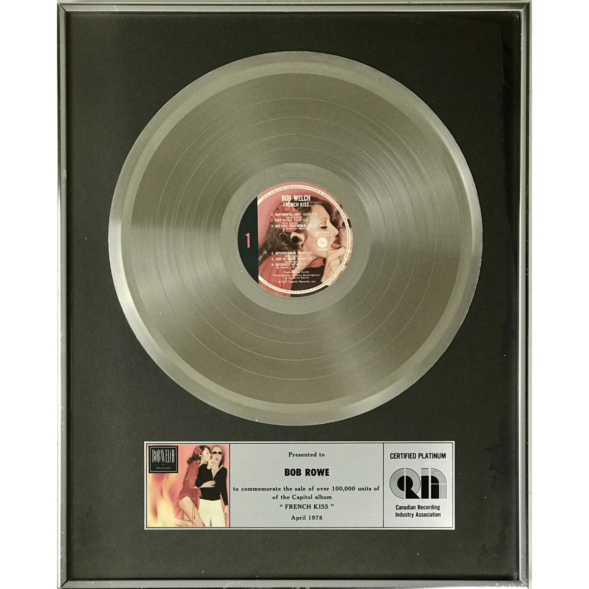 musicgoldmine.com - Bob Welch French Kiss 1978 CRIA Platinum Album ...