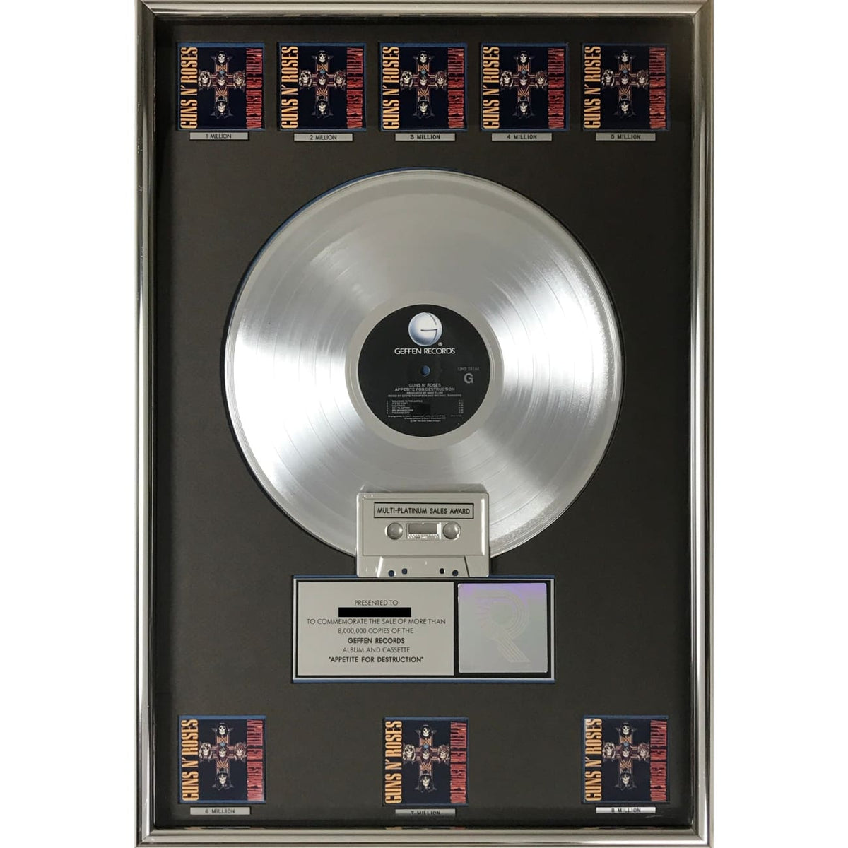 musicgoldmine.com - Guns N' Roses Appetite For Destruction RIAA 8x ...