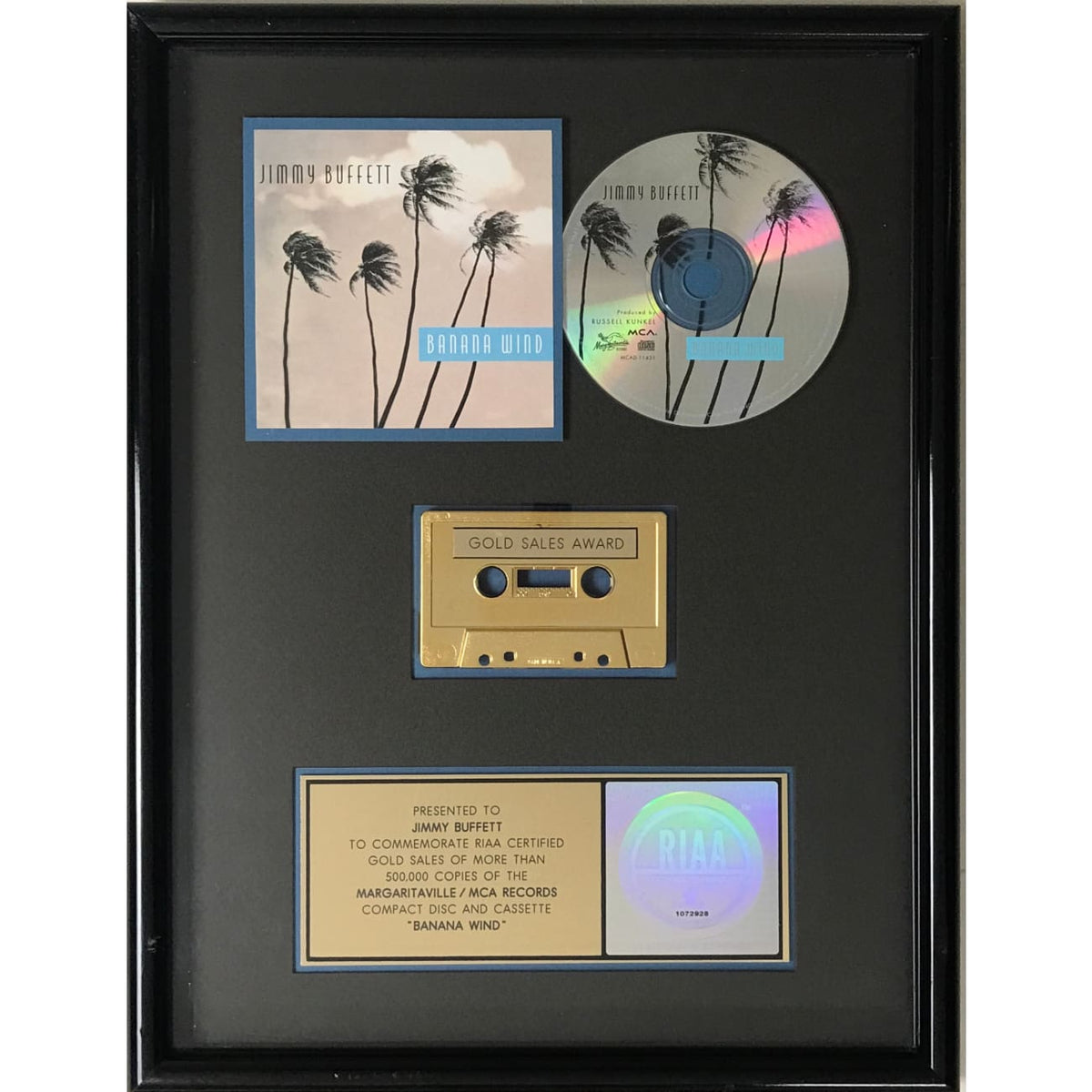 musicgoldmine.com - Jimmy Buffett Banana Wind RIAA Gold Album Award ...