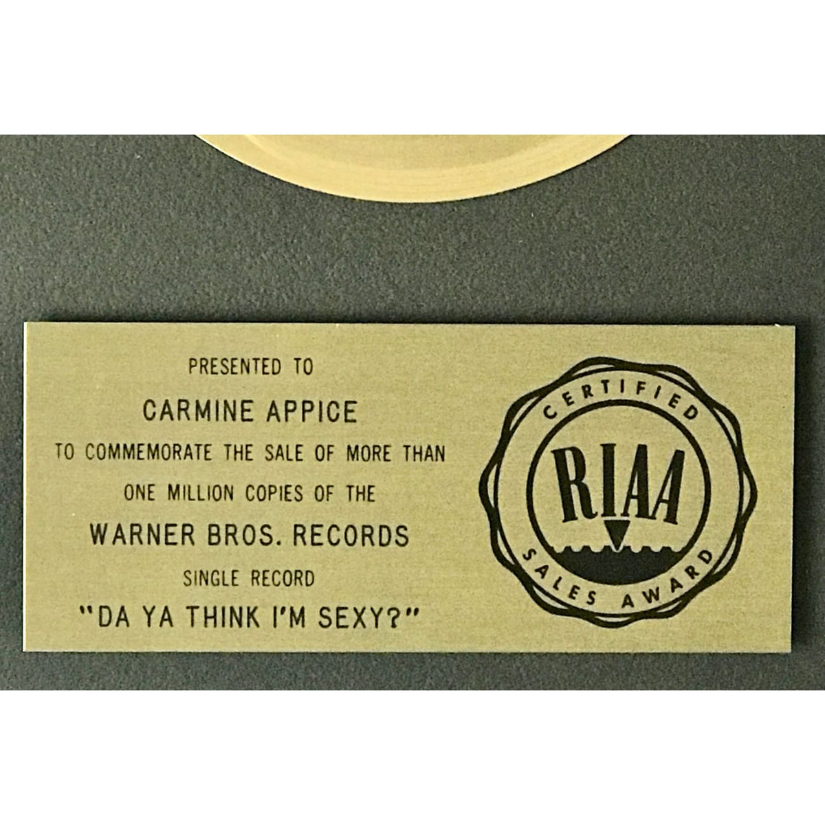 musicgoldmine.com - Rod Stewart Da Ya Think I’m Sexy RIAA Single Award ...