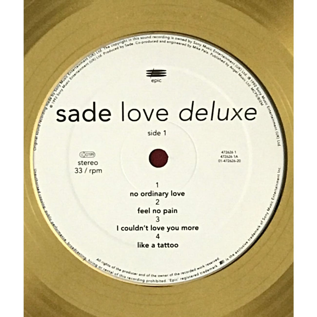 musicgoldmine.com - Sade Love Deluxe Epic Records UK Gold Award ...