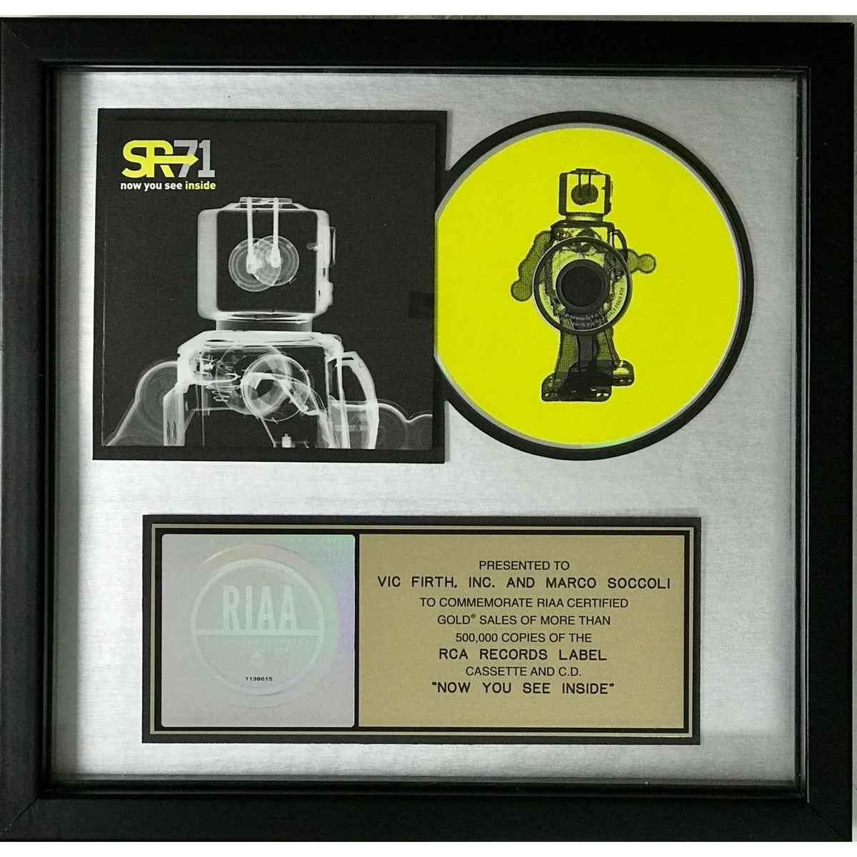 musicgoldmine.com SR 71 Now You See Inside RIAA Gold Album Award ...
