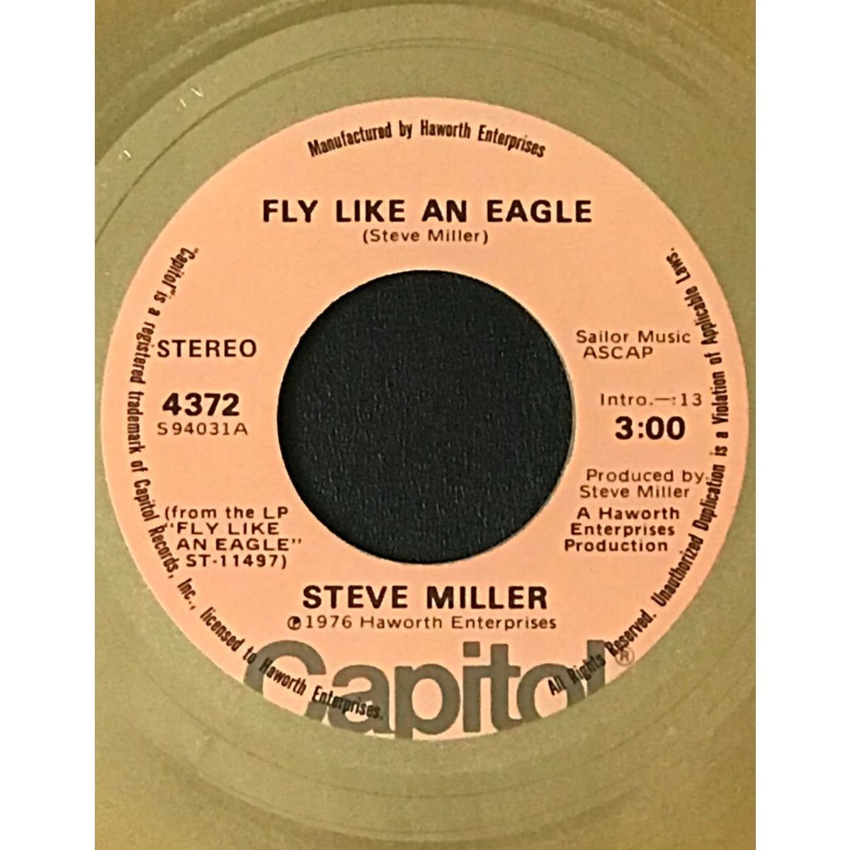 musicgoldmine.com - Steve Miller Fly Like An Eagle RIAA Gold Single ...