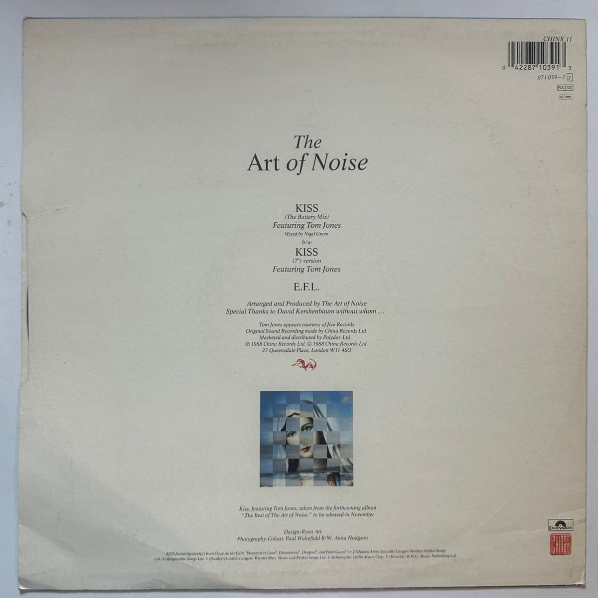 musicgoldmine.com - The Art of Noise ft. Tom Jones ’Kiss’ 1988 Vinyl ...