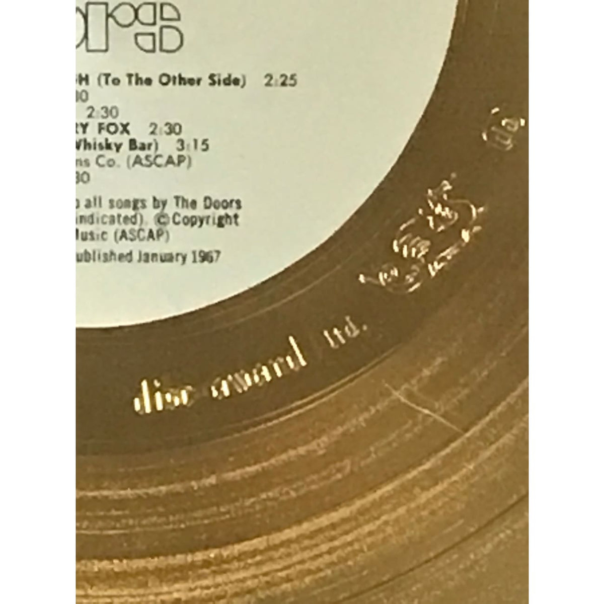 musicgoldmine.com - The Doors Debut Album 1960s Disc Award Ltd - RARE ...