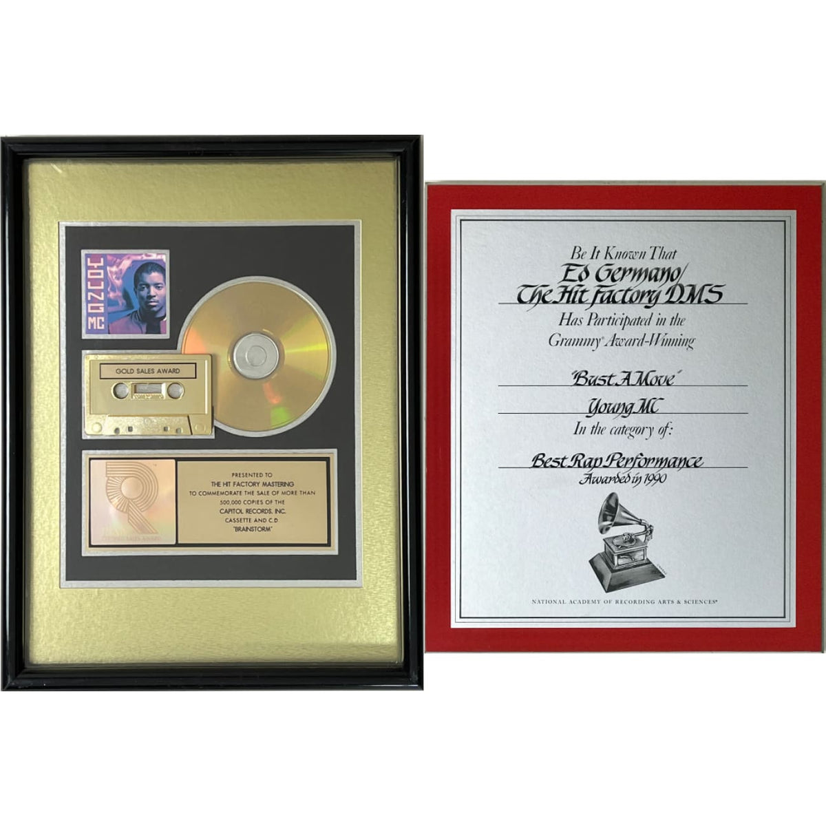 musicgoldmine.com - Young MC Brainstorm RIAA Gold Album Award + Grammy ...