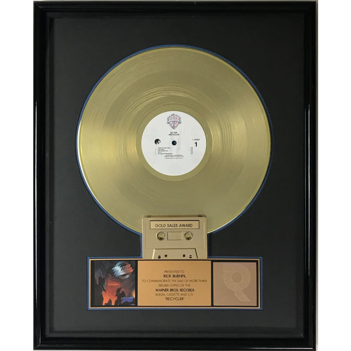 musicgoldmine.com - ZZ Top Recycler RIAA Gold LP Award – MusicGoldmine.com