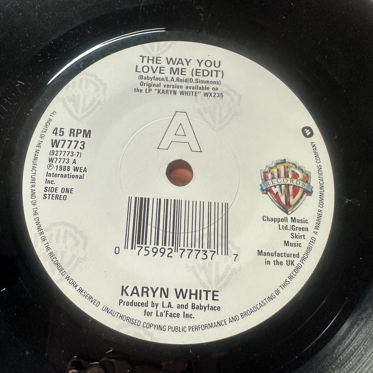 Karyn White The Way You Love Me 45 W7773 UK 1988 – MusicGoldmine.com