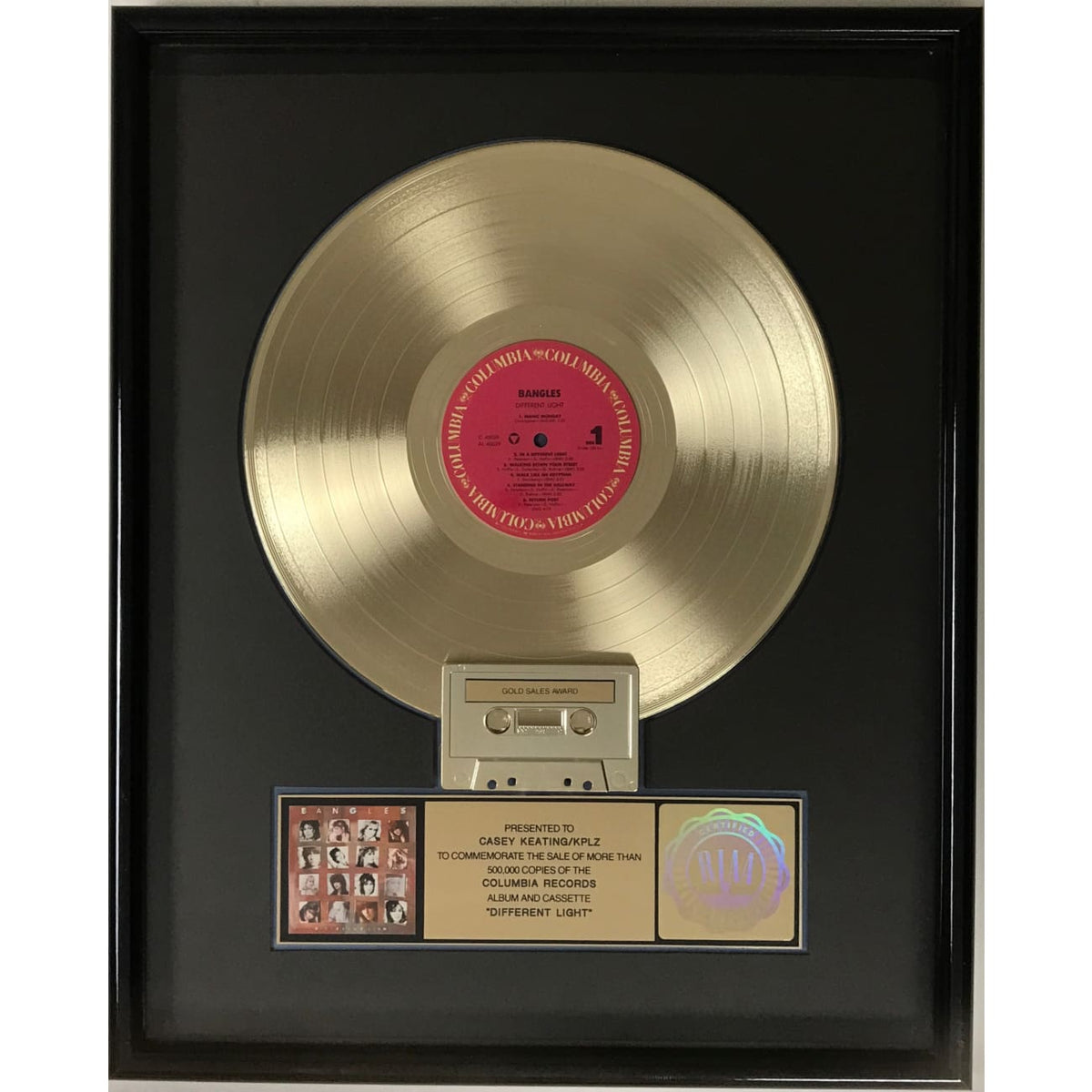 musicgoldmine.com - Bangles Different Light RIAA Gold Album Award ...