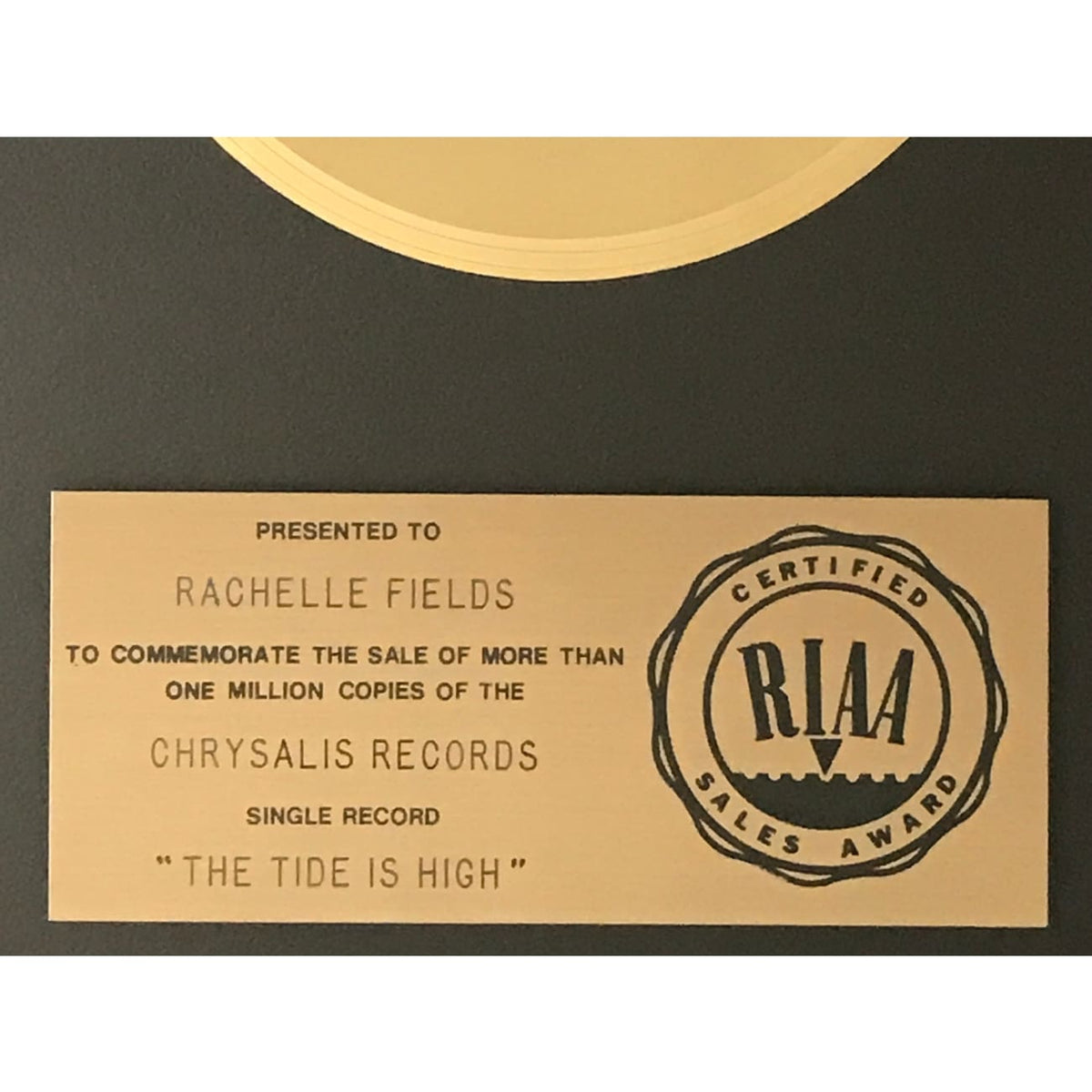 musicgoldmine.com - Blondie "The Tide Is High" RIAA Gold 45 Single ...
