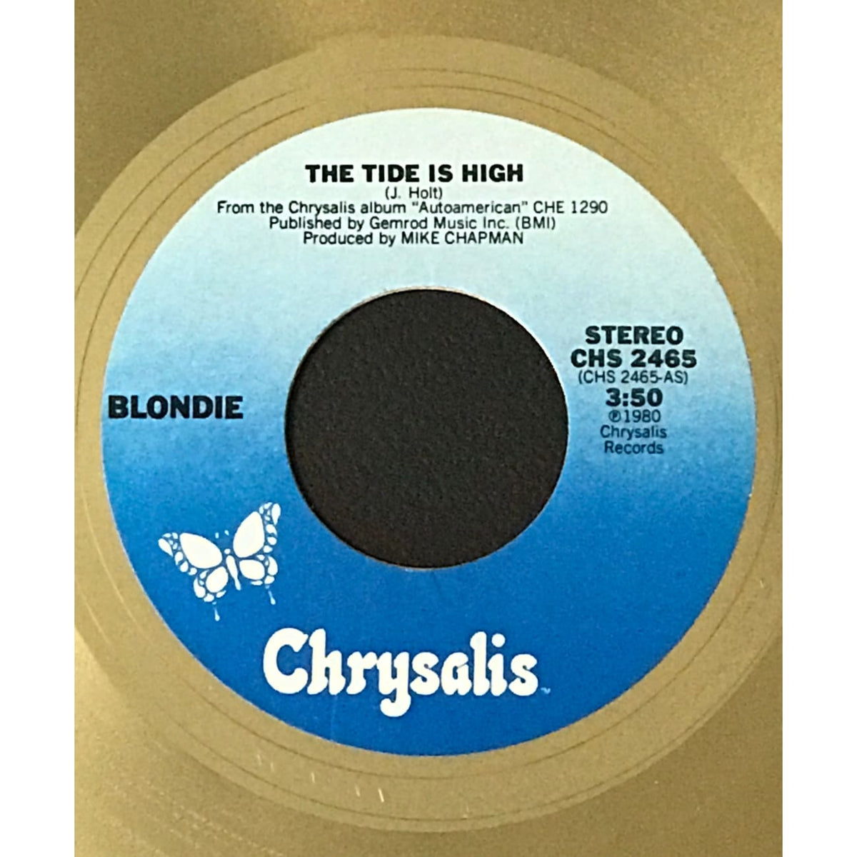 Musicgoldmine Blondie The Tide Is High RIAA Gold 45 Single Award musicgoldmine-blondie-the-tide-is-high-riaa-gold-45-single-award