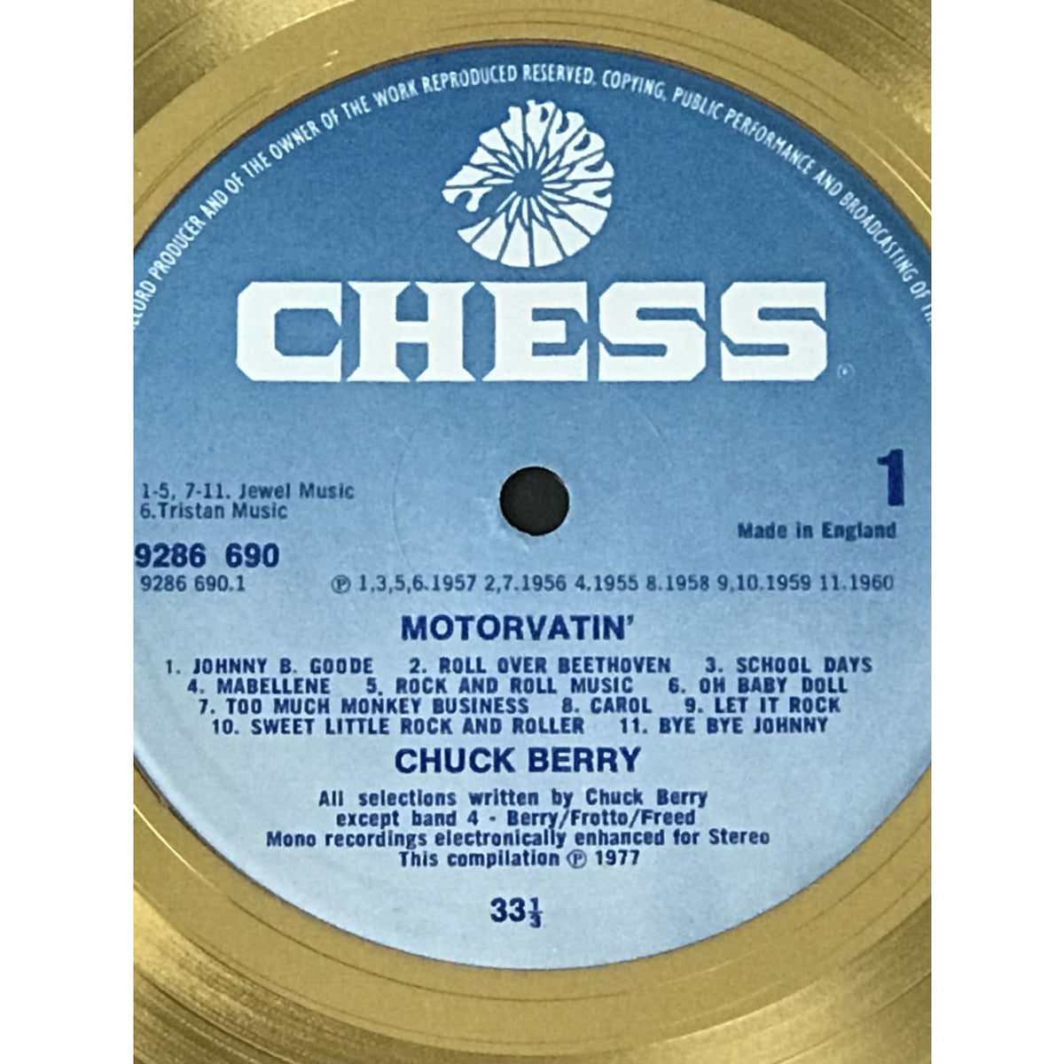 Chuck Berry 1977 UK Label Gold Award - RARE – MusicGoldmine.com