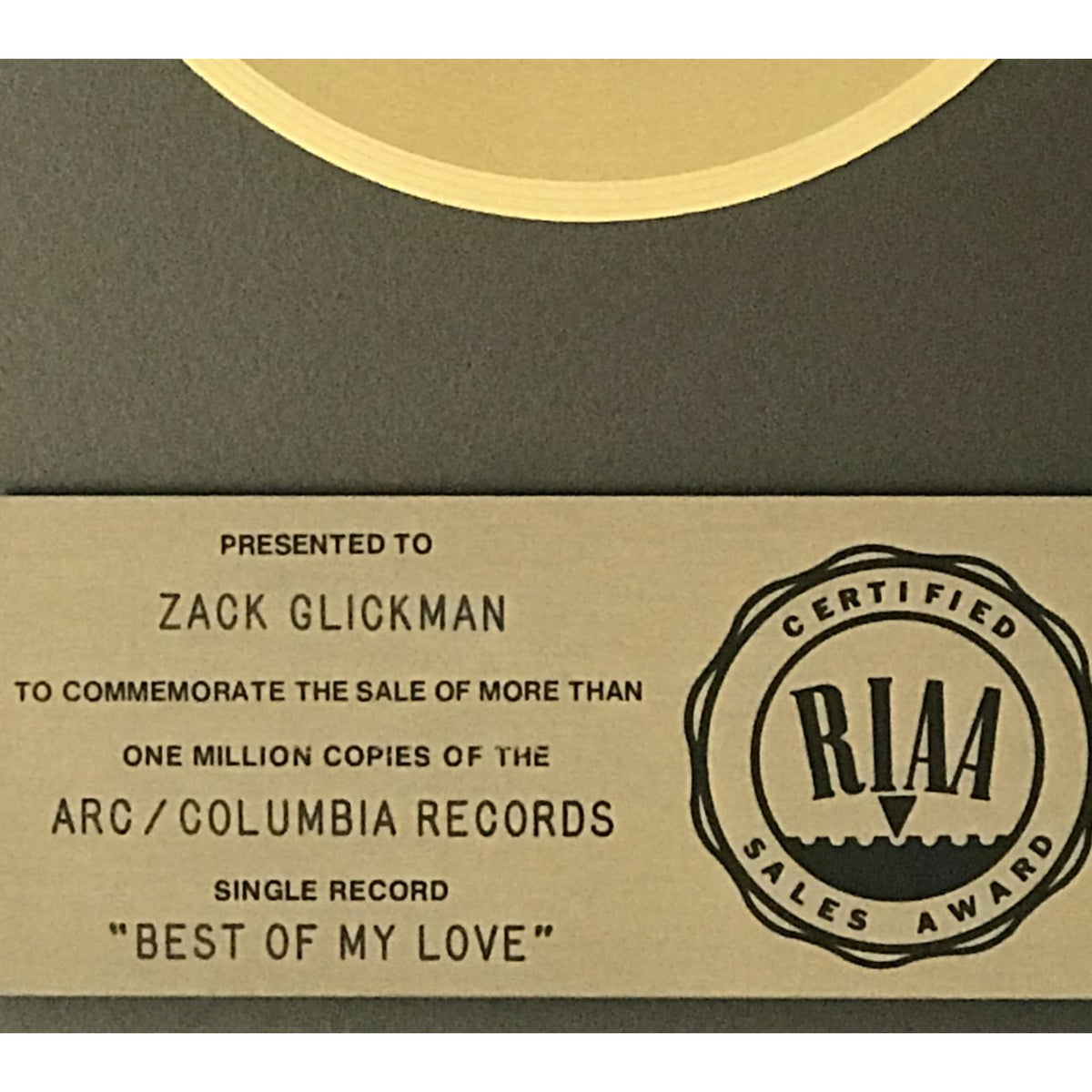 Emotions "Best Of My Love" RIAA Gold 45 Award – MusicGoldmine.com