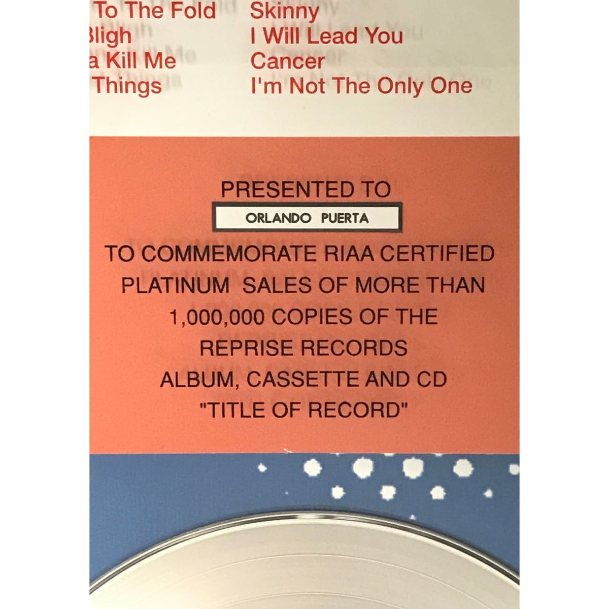 musicgoldmine.com - Filter Title Of Record RIAA Platinum Album Award ...