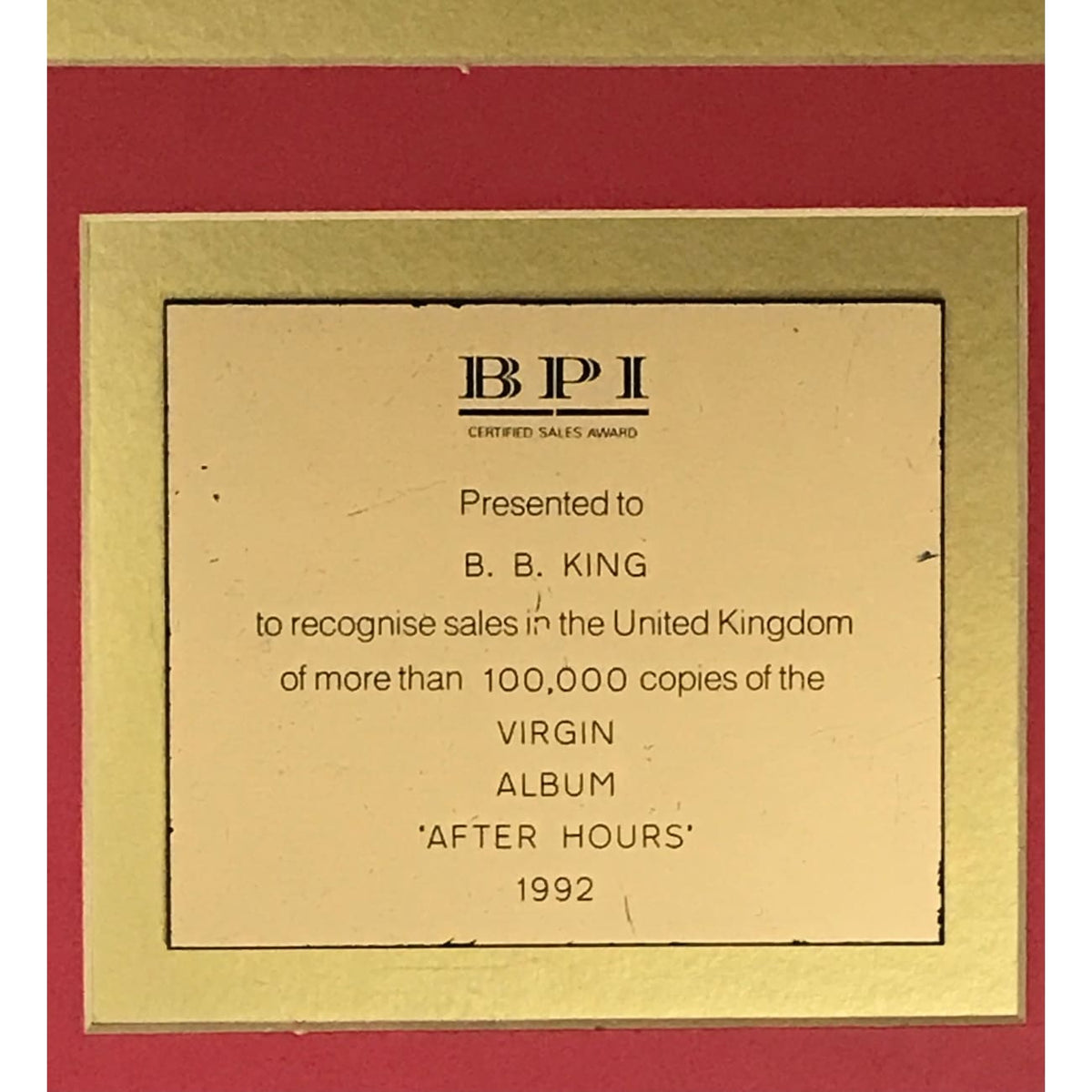 musicgoldmine.com - Gary Moore After Hours BPI Gold Album Award ...