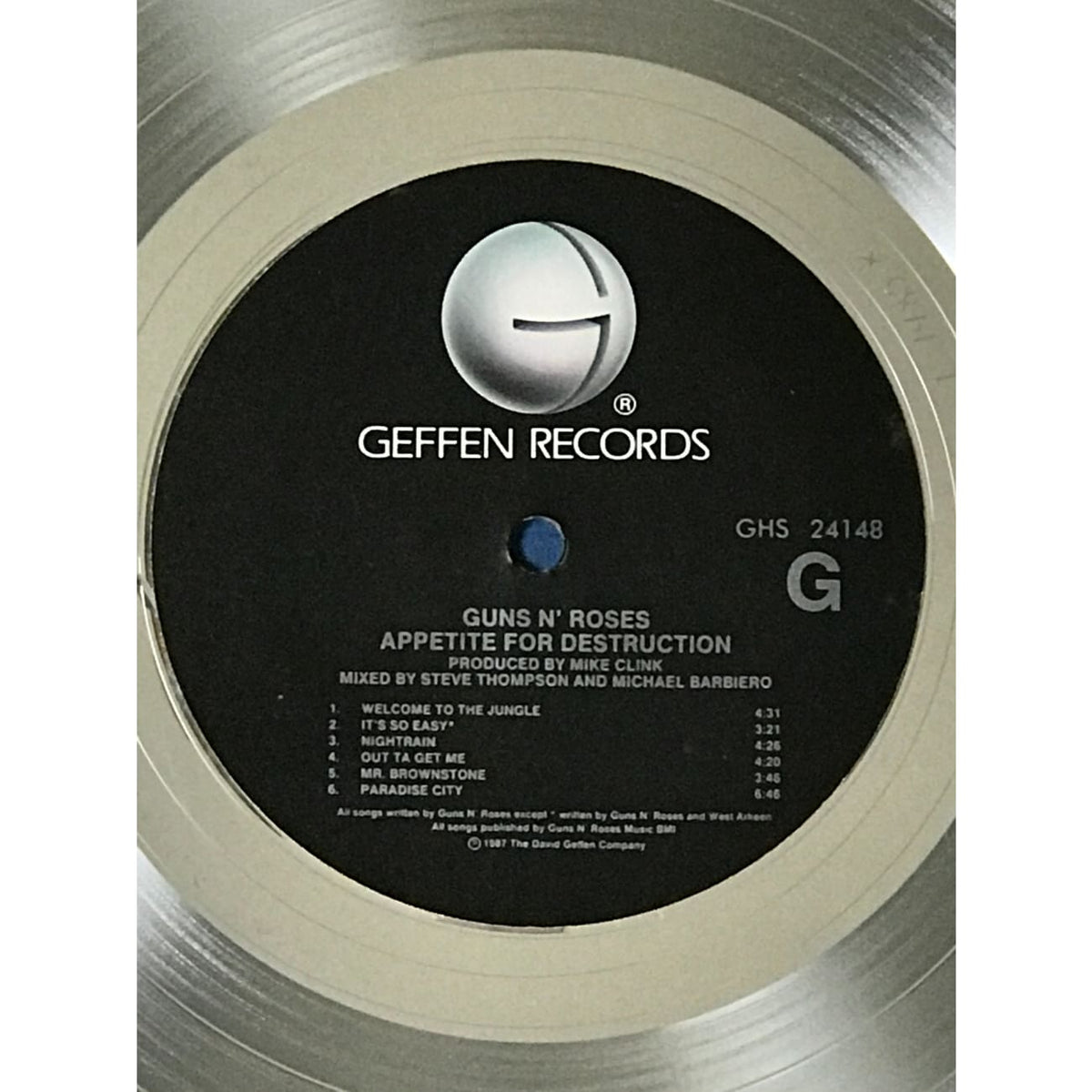 musicgoldmine.com - Guns N' Roses Appetite For Destruction RIAA 10x ...