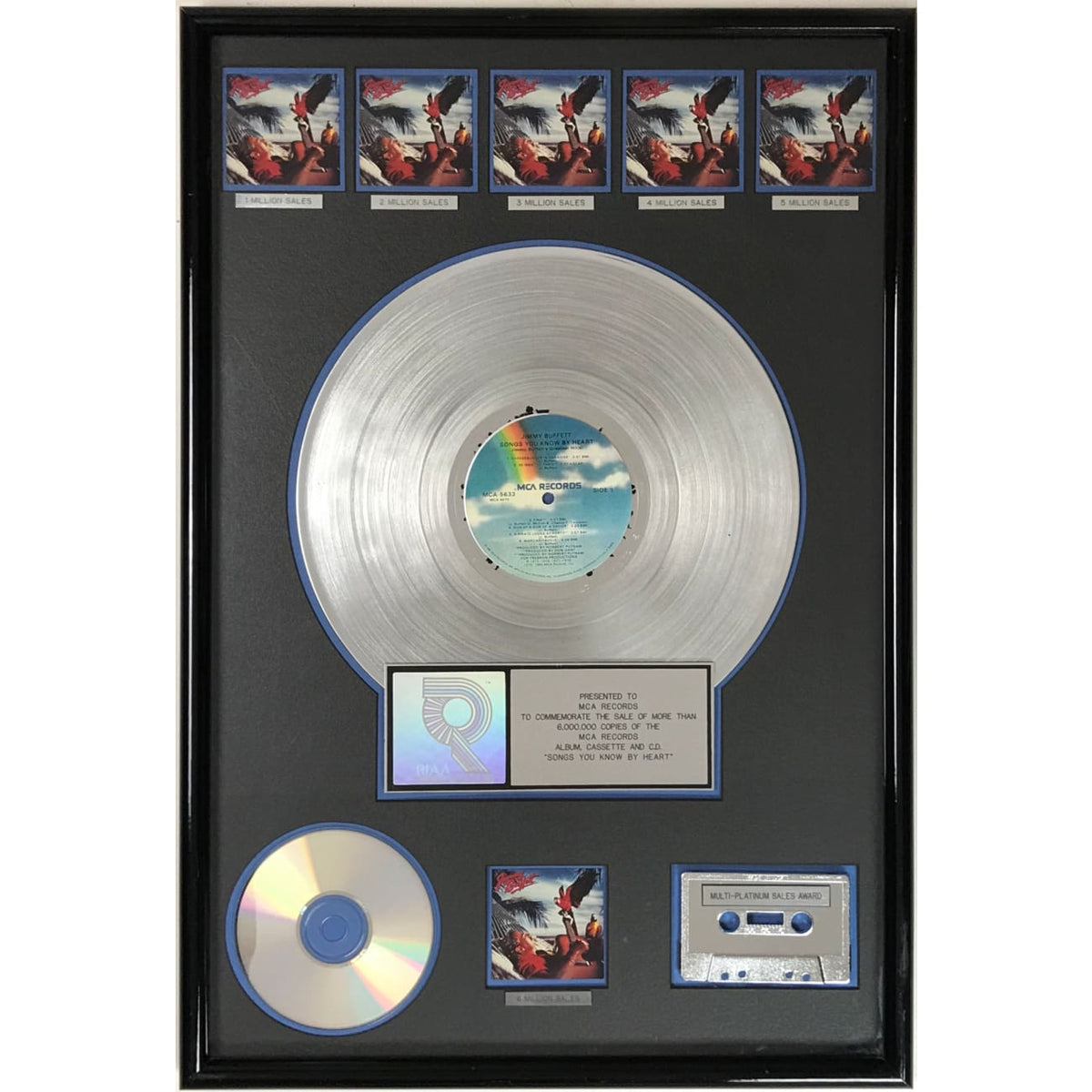 Jimmy Buffett Songs You Know By Heart RIAA 6x Multi-Platinum Album Awa ...