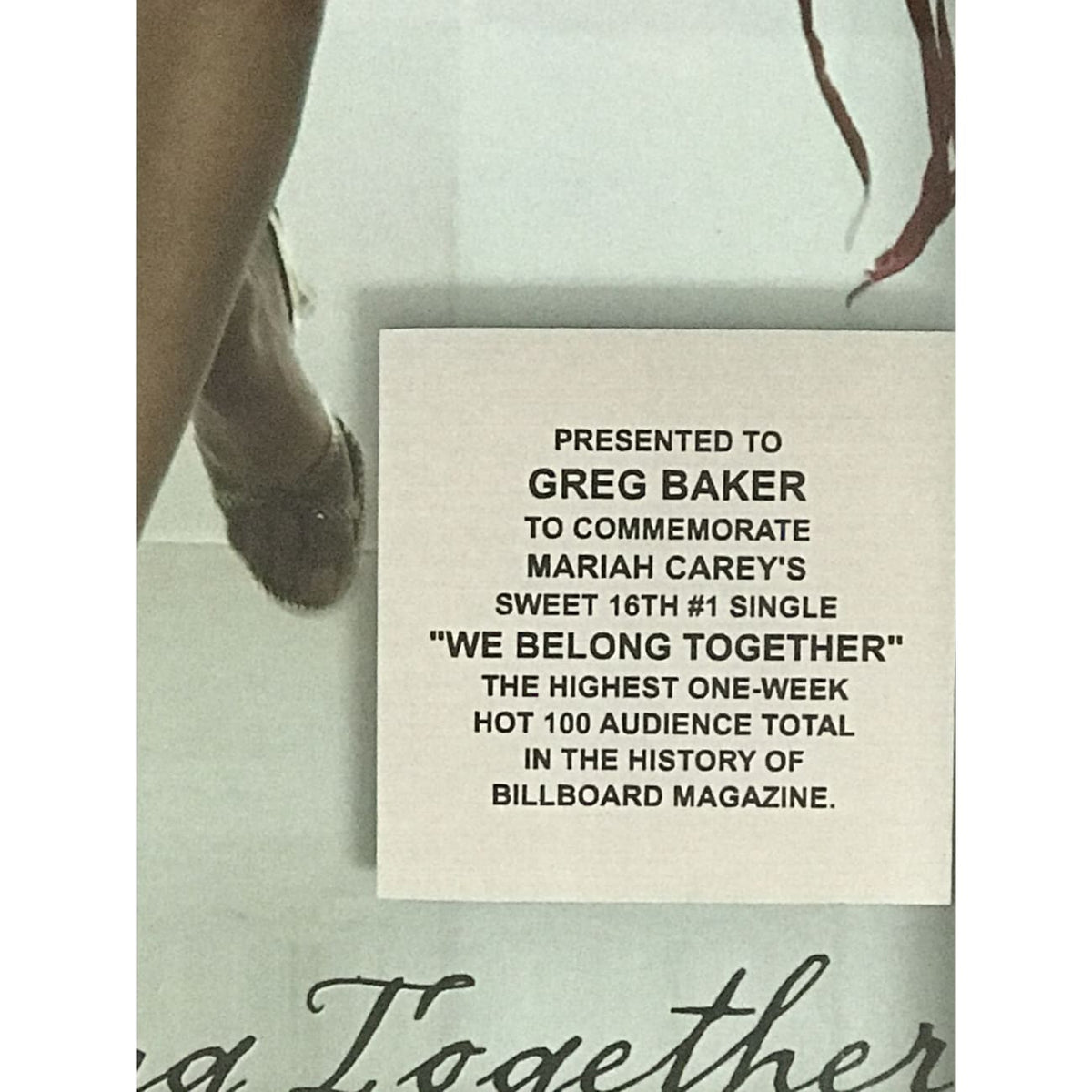 Mariah Carey "We Belong Together" 2005 Label Award – MusicGoldmine.com