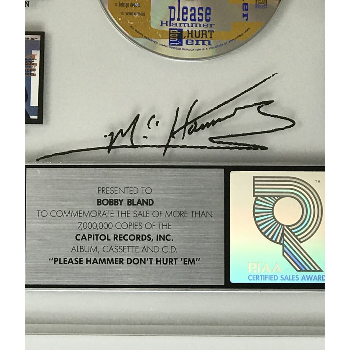 MC Hammer Please Hammer Don't Hurt 'Em RIAA 7x Multi-Platinum Album Aw ...