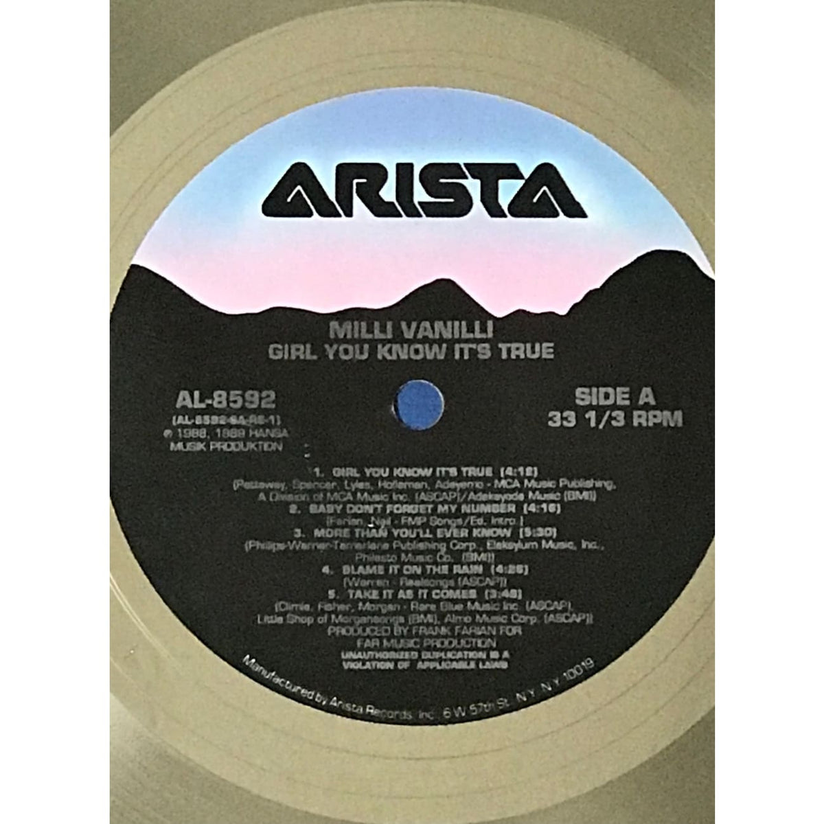 Milli Vanilli Girl You Know Its True Riaa Platinum Lp Award