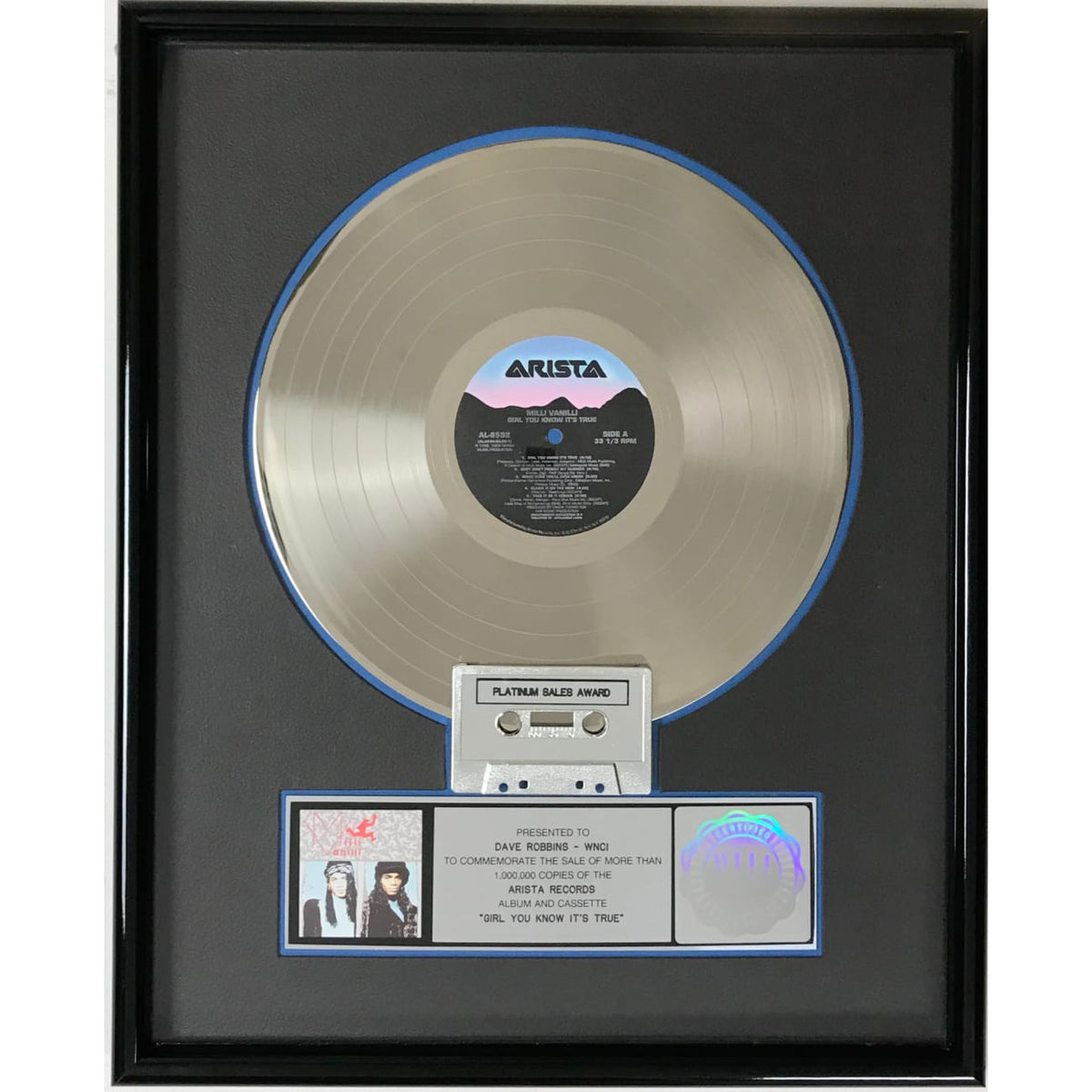 musicgoldmine.com - Milli Vanilli Girl You Know It’s True RIAA Platinum LP Award – MusicGoldmine.com