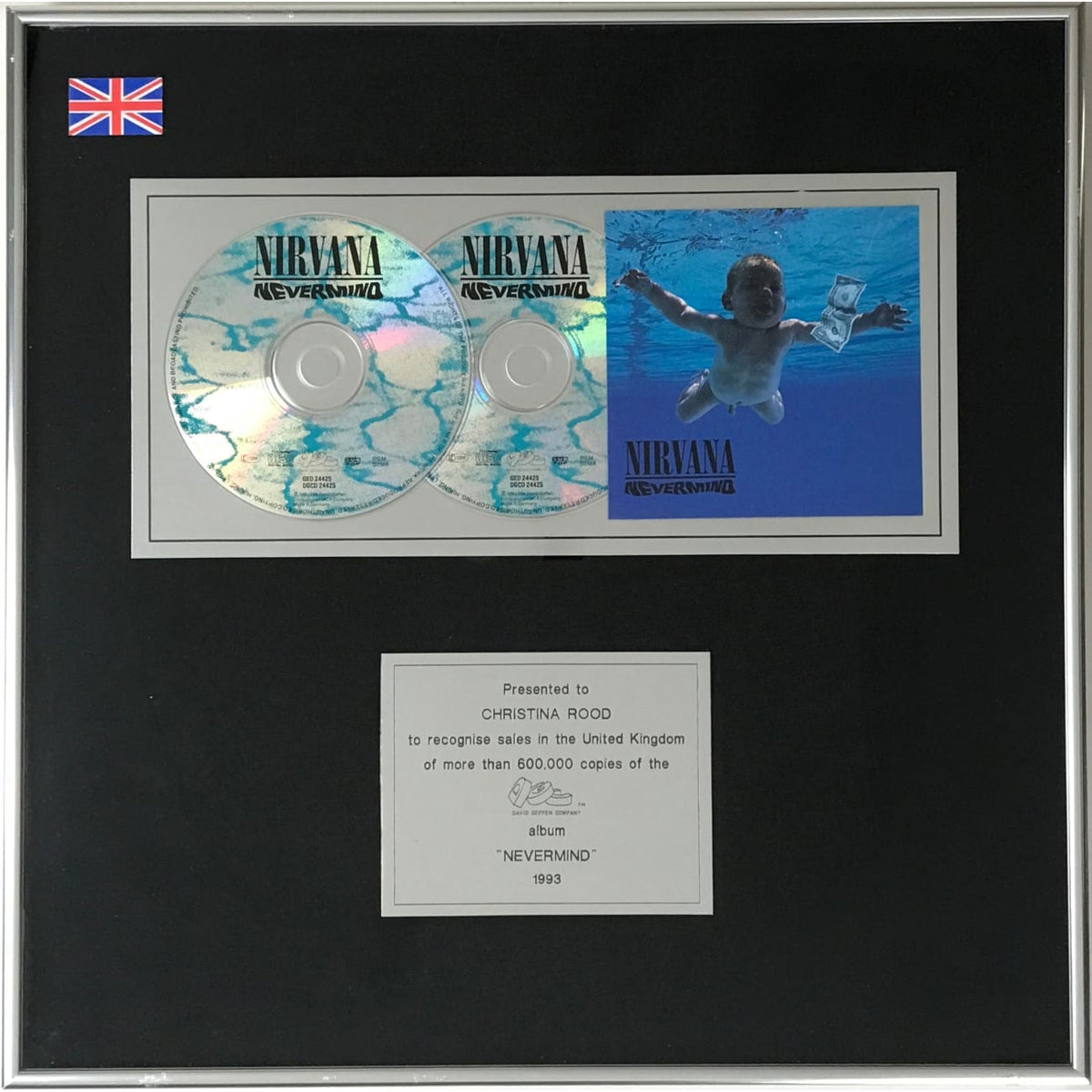 musicgoldmine.com - Nirvana Nevermind UK DGC Label Award ...