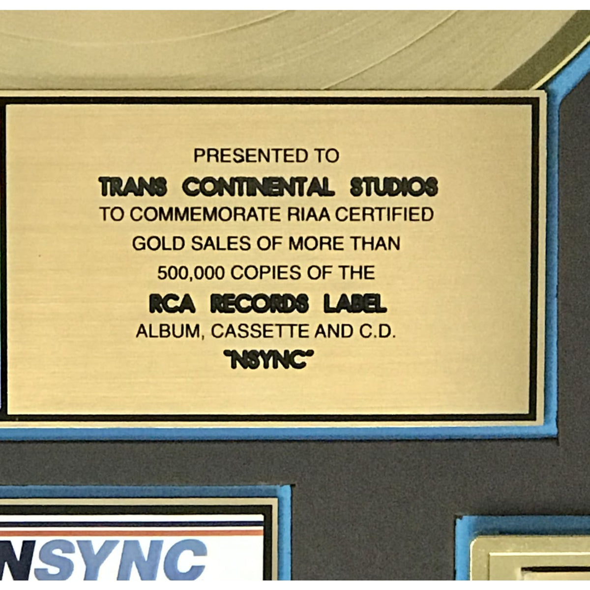 NSYNC debut RIAA Gold Award to Trans Con Studios – MusicGoldmine.com