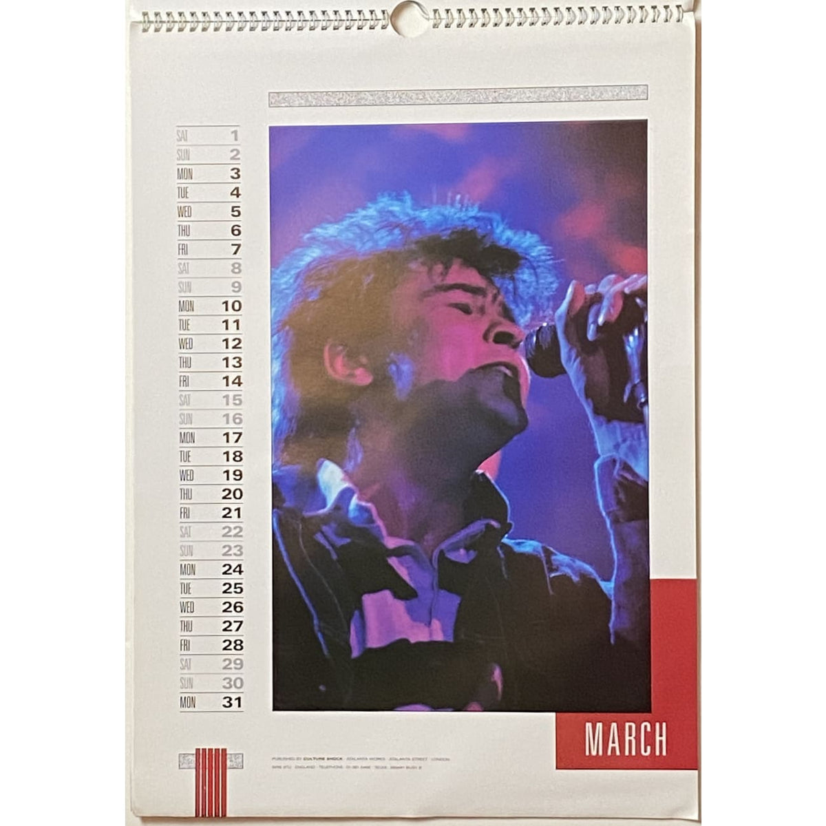 Paul Young 1986 Vintage Calendar – MusicGoldmine.com