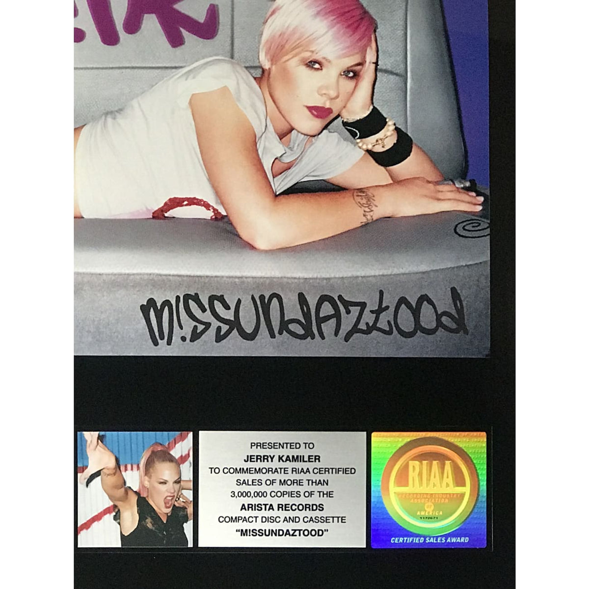 musicgoldmine.com - P!nk M!ssundaztood RIAA 3x Multi-Platinum Album ...