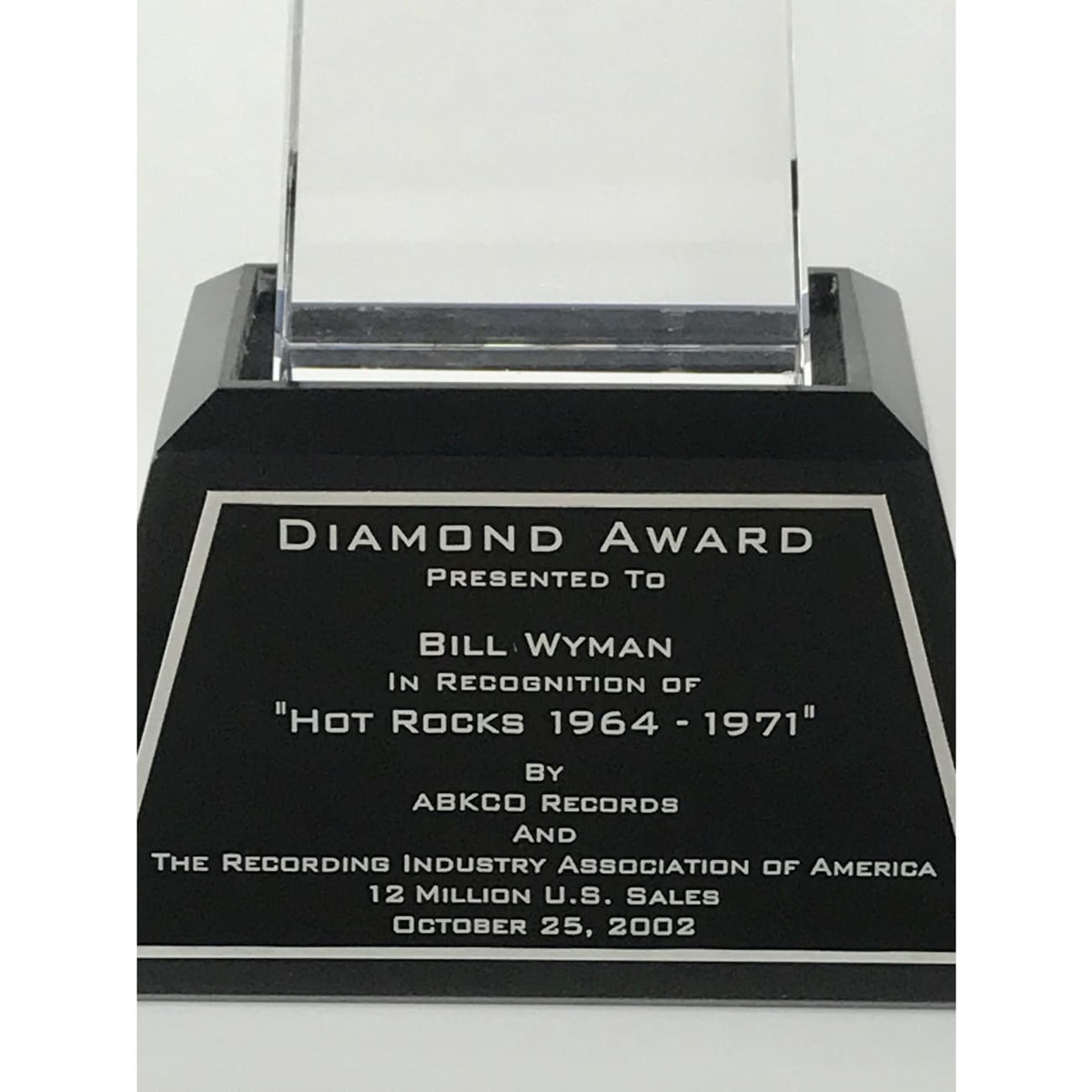 Rolling Stones Hot Rocks RIAA Diamond Album Award presented to Bill Wy ...