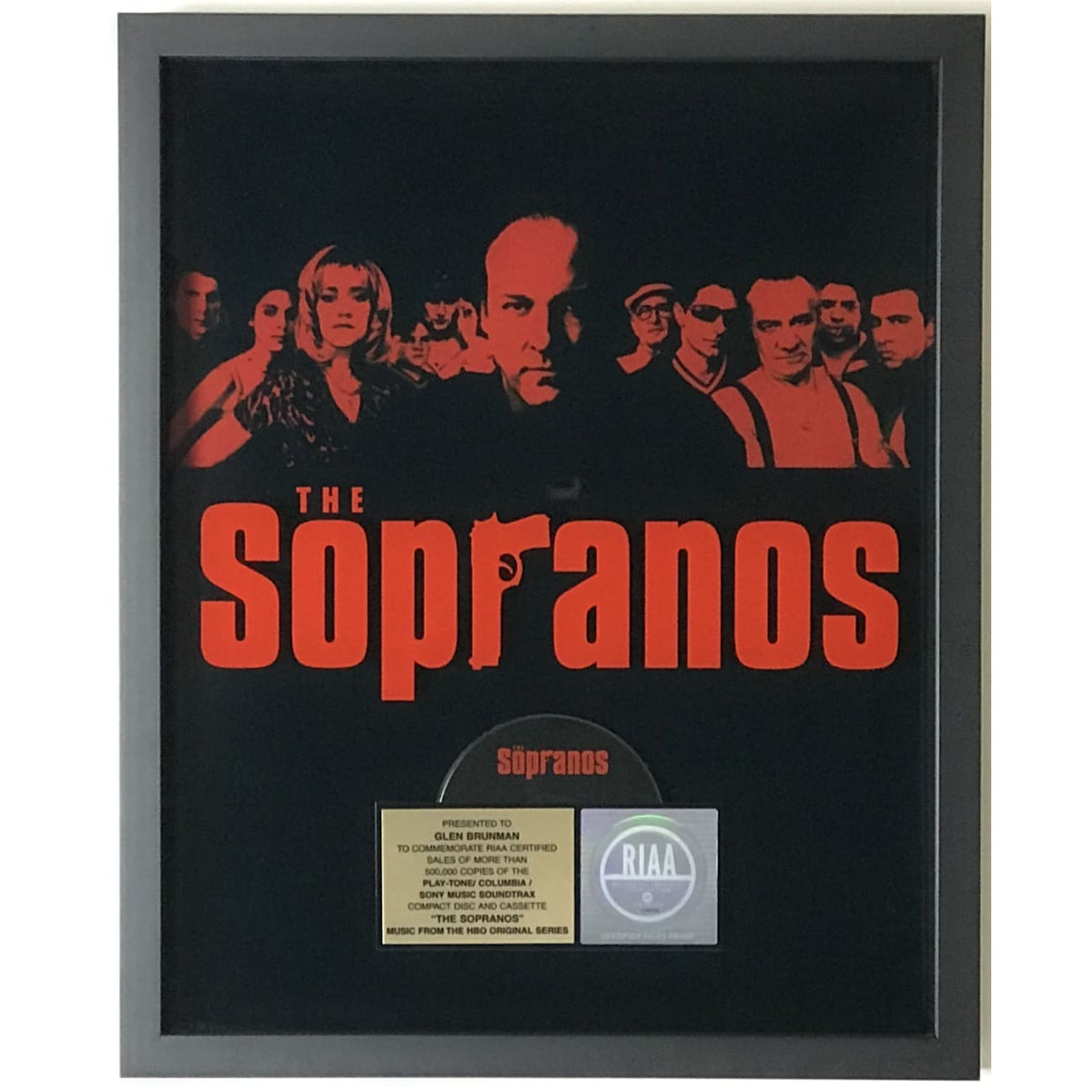 The Sopranos Music From The HBO Series RIAA Gold Album Award ...