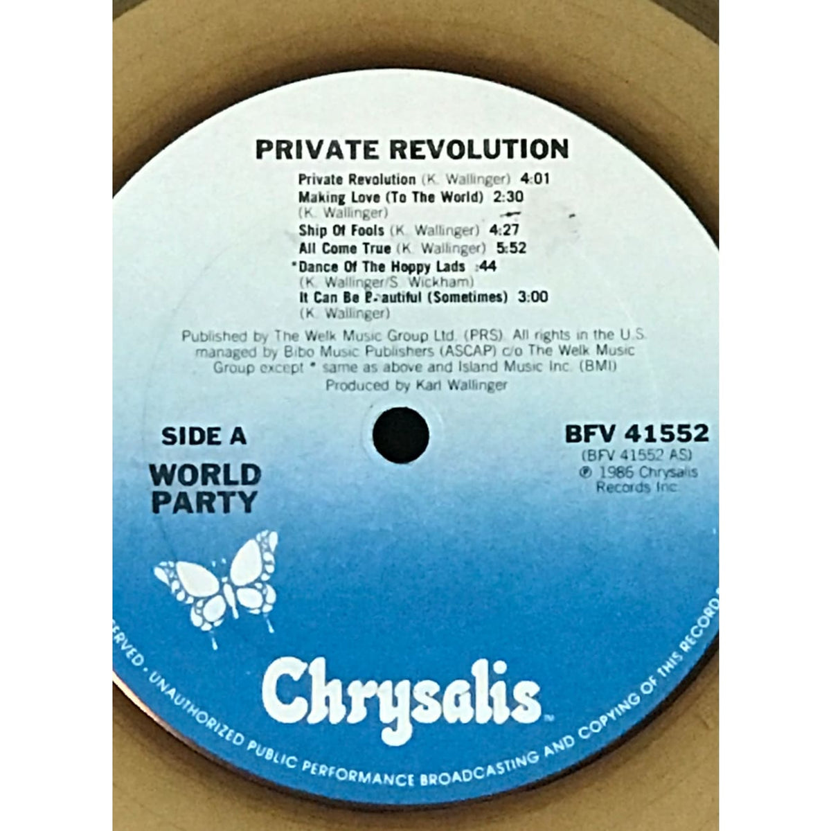musicgoldmine.com - World Party Private Revolution Chrysalis Label ...